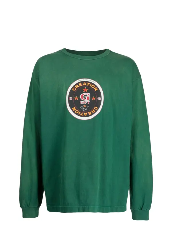 SAINT MXXXXXX Graphic-print Cotton Sweatshirt - Green