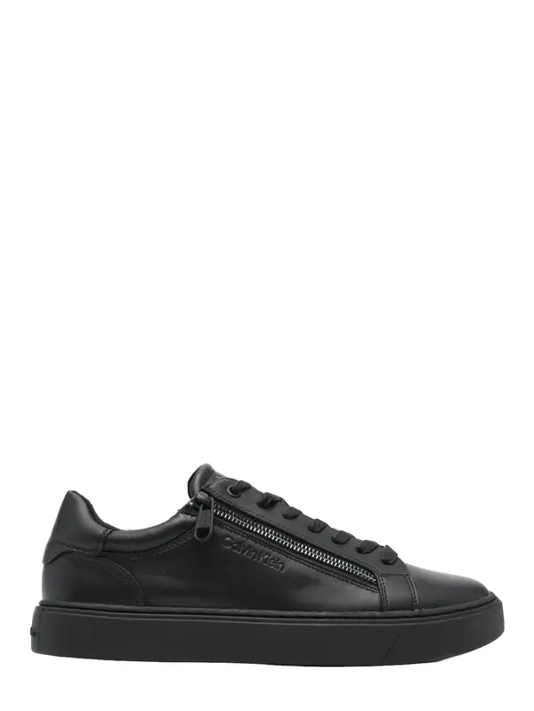 Calvin Klein Debossed Leather Sneakers - Black