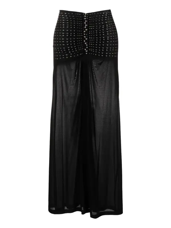 Rabanne High-waisted Studded Midi Skirt - Black
