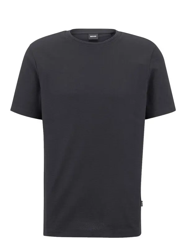 BOSS Logo-tag Bubble-jacquard Cotton T-shirt - Black