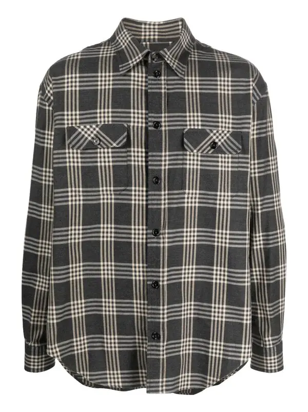 1989 STUDIO Logo-print Checked Cotton Shirt - Grey