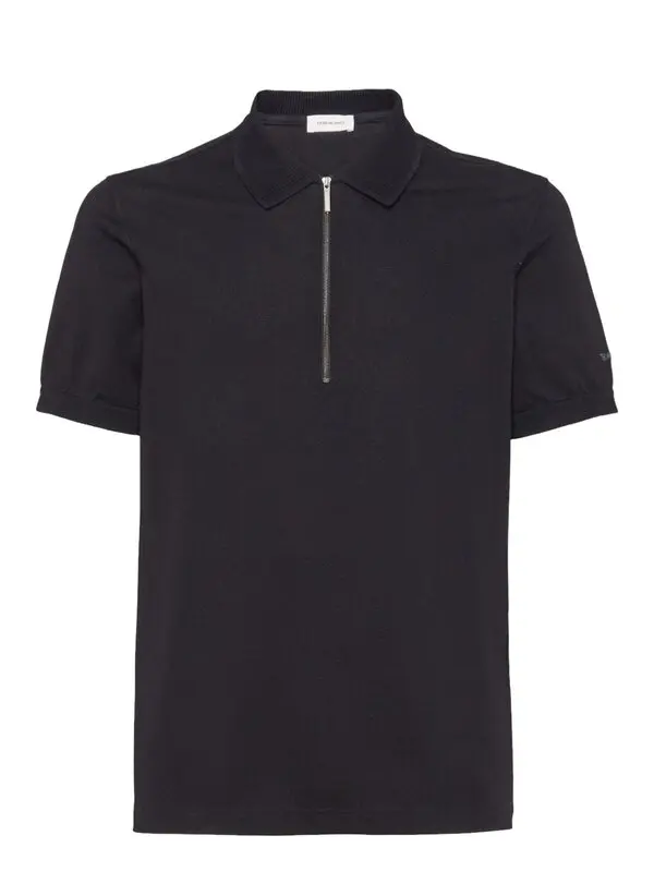 FERRAGAMO Logo-embroidered Cotton Polo Shirt - Black