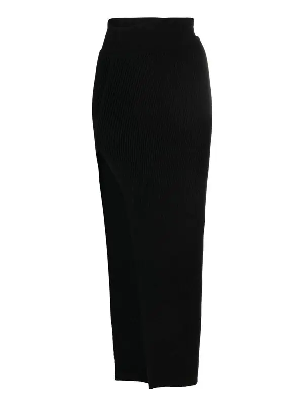 Rick Owens Side-slit Ribbed-knit Skirt - Black