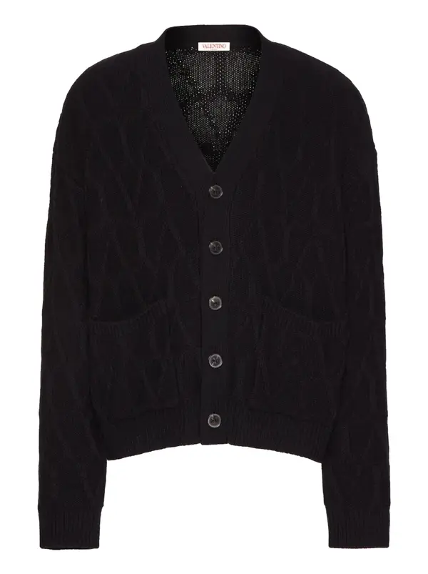 Valentino Garavani Toile Iconographe Wool Cardigan - Black