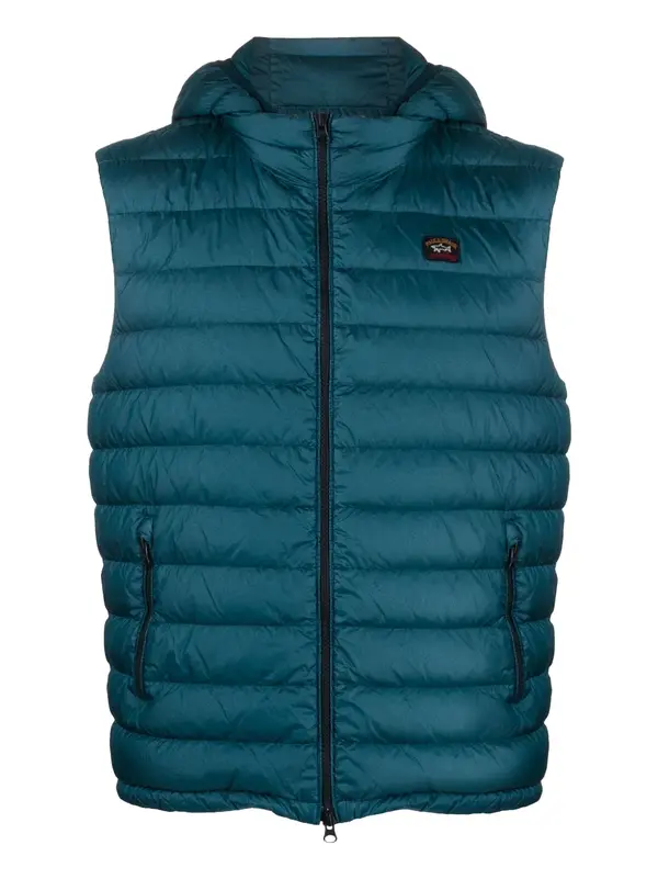 Paul & Shark Padded Gilet With Detachable Hood - Blue