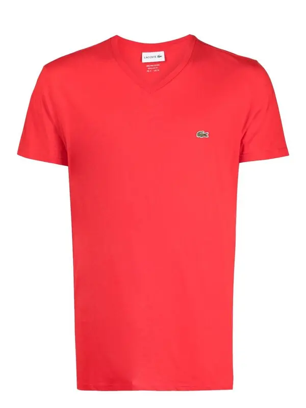 Lacoste Logo-embroidered Cotton T-shirt - Red