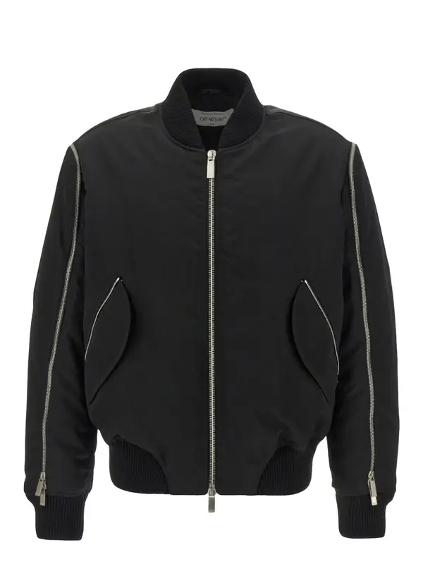 Off-White Zip-up Bomber Jacket - Black