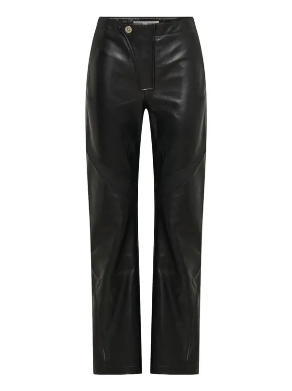 DION LEE Panelled Leather Trousers - Black