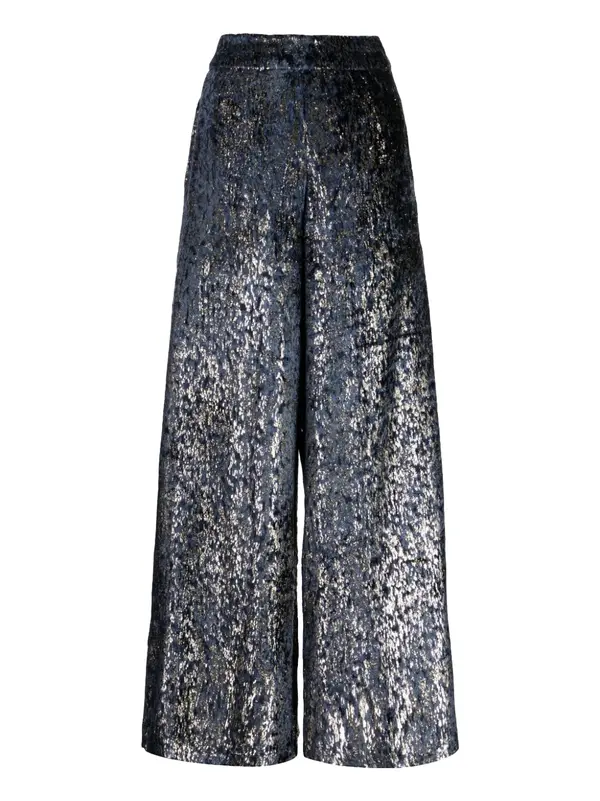 Biyan Full-jacquard Palazzo Trousers - Blue