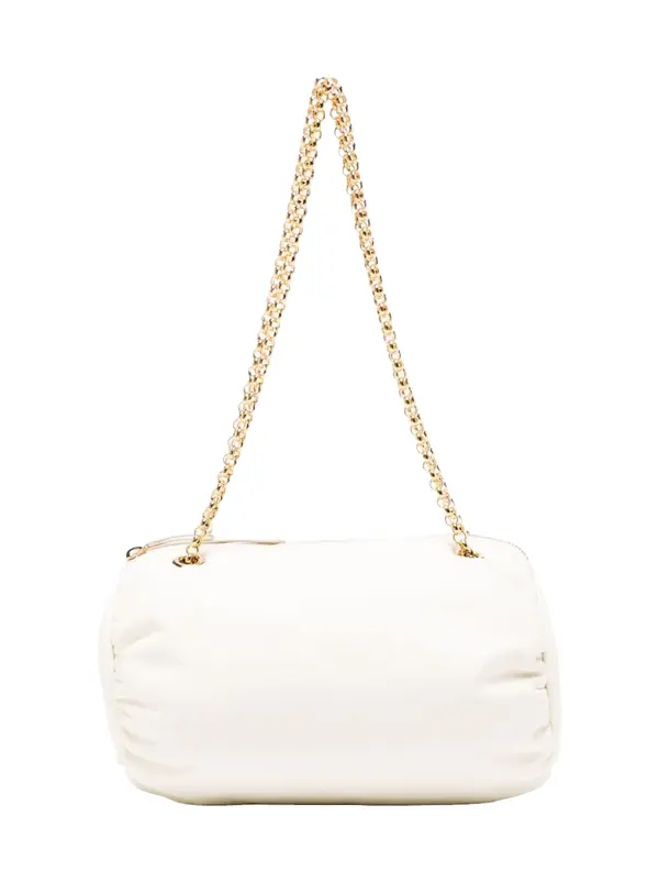 MARINE SERRE Crescent-motif Leather Tote - White