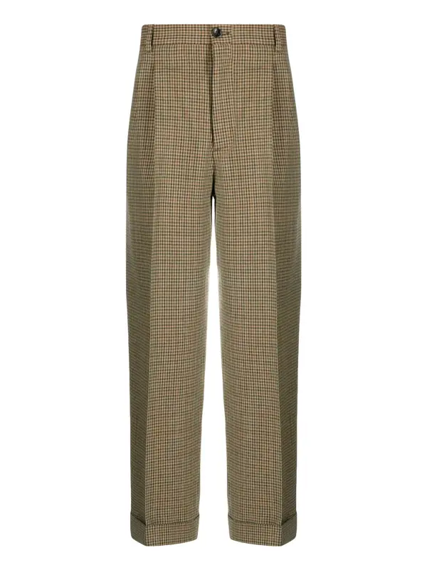 Gucci Check-pattern Pleated Trousers - Brown