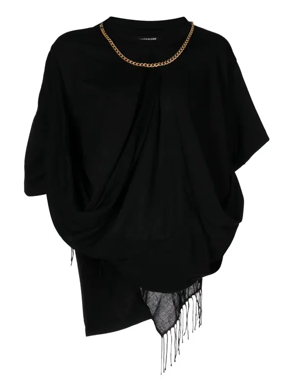 Junya Watanabe Fringe-detail Draped Top - Black