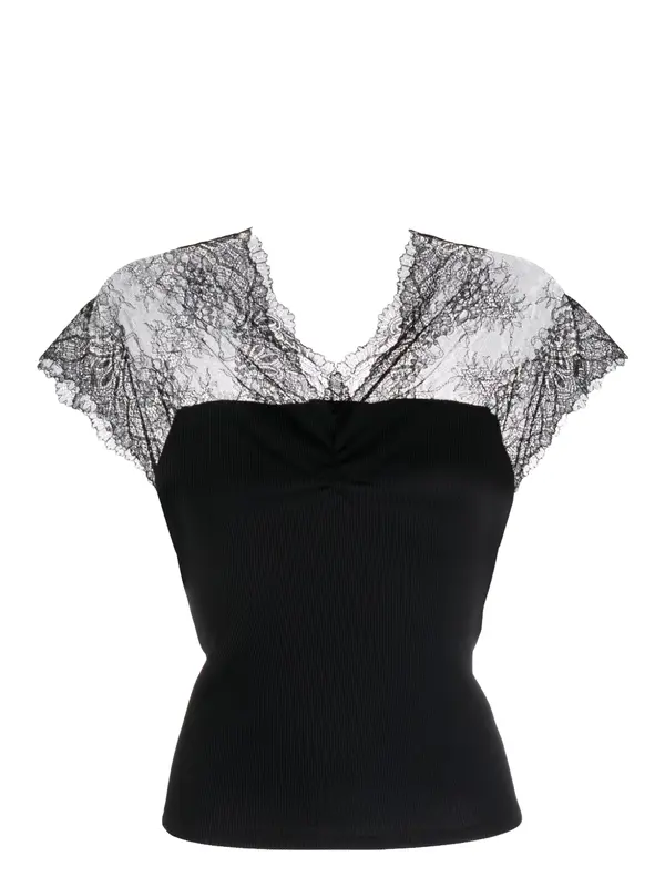 Maje Lace-trim Top - Black