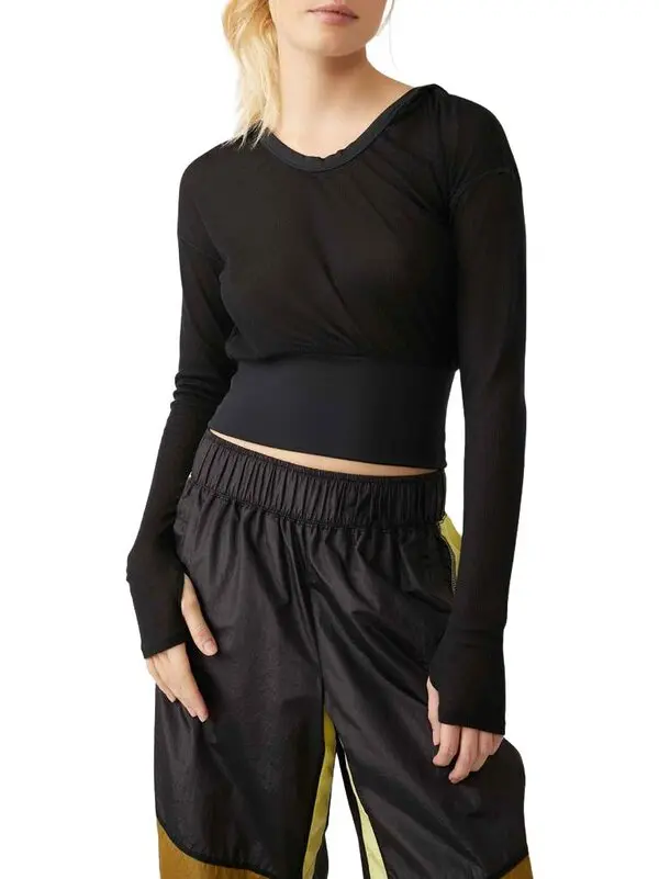 Free People Love High Cutout Layer Top - Black