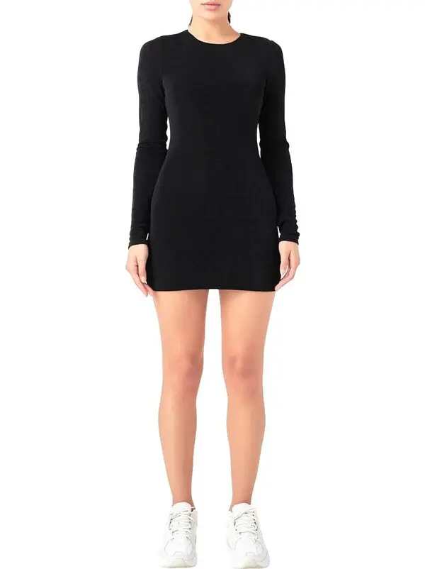 GREY LAB Long Sleeve Mini Sweater Dress - Black