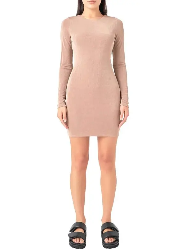 GREY LAB Long Sleeve Mini Sweater Dress - Taupe Grey