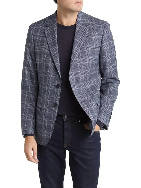 DANIEL HECHTER Plaid Wool Blazer - Silver