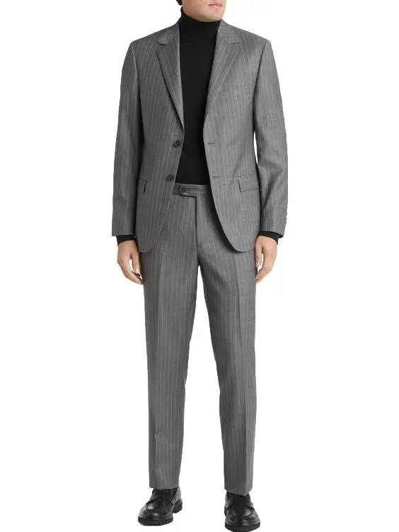 DANIEL HECHTER Norris Stripe Wool Suit - Grey