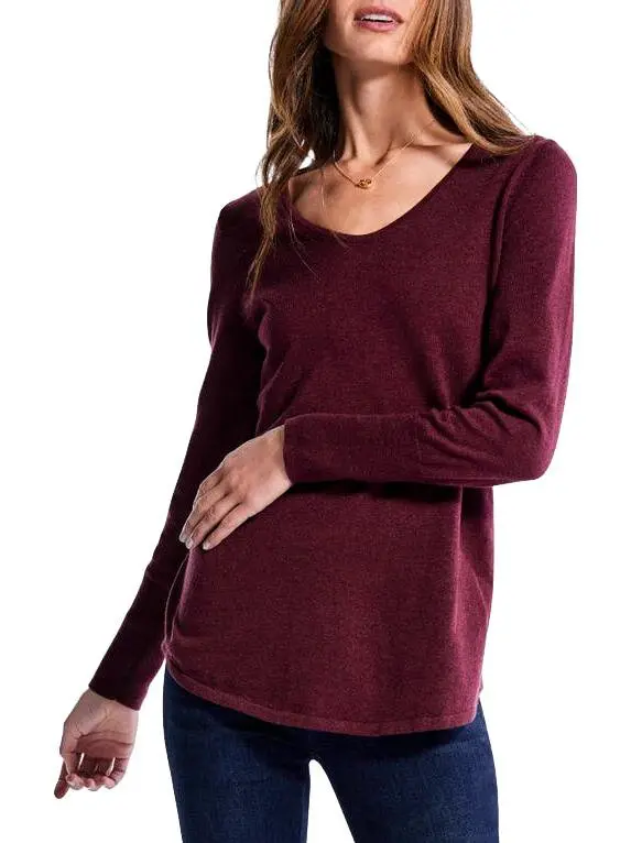 NIC+ZOE Vital V-neck Sweater - Port