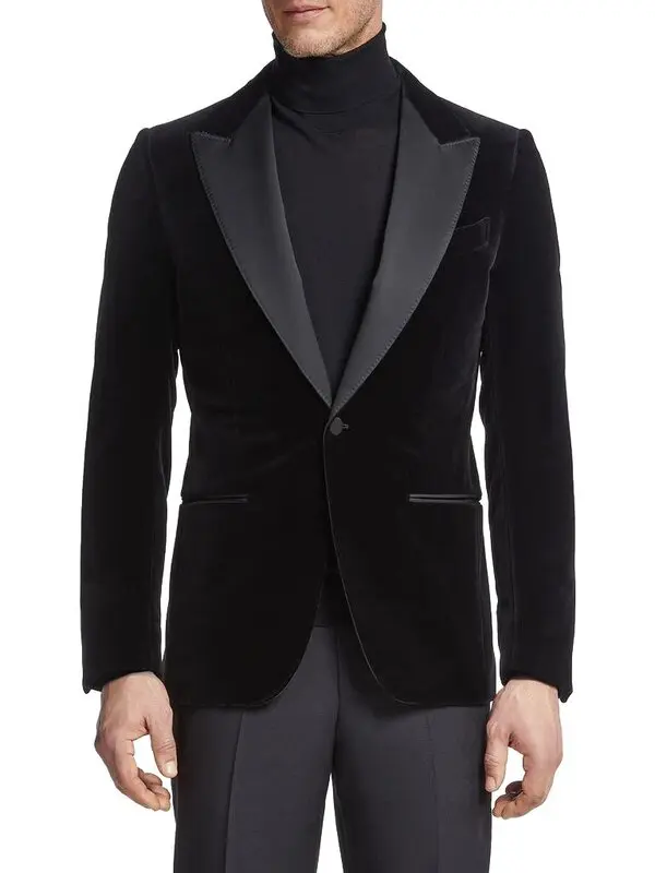 Zegna Couture Peak Lapel Velveteen Dinner Jacket - Black