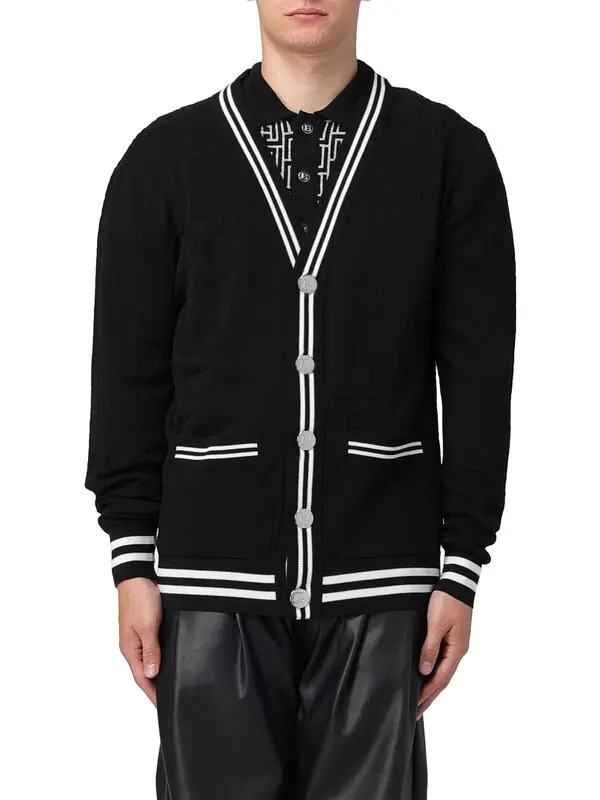 Balmain Striped Cardigan - Black