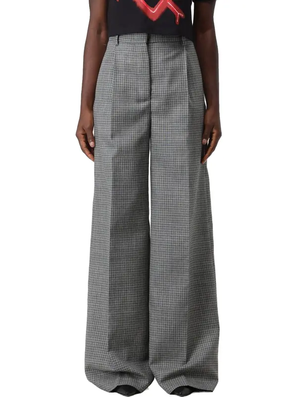 MSGM Wool Checked Pants - Grey