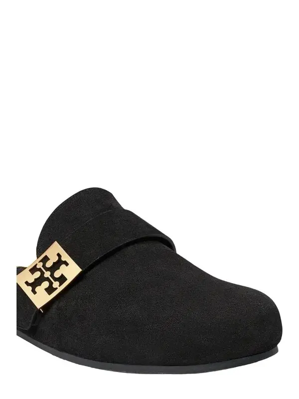 Tory Burch Mellow Suede Buckle Slide Mules - Black