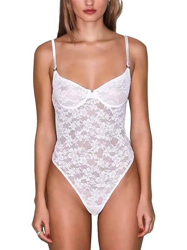 FLEUR DU MAL Stretch Multifit Lace Bodysuit - Ivory