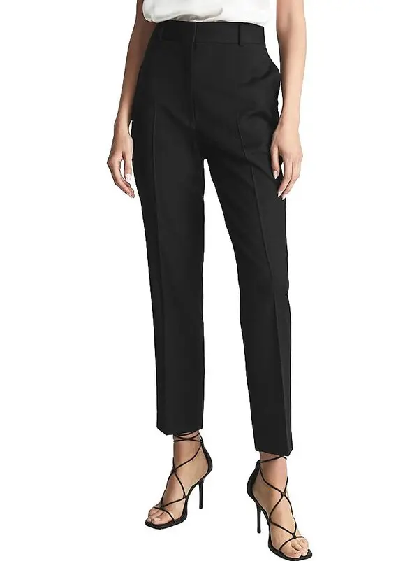 REISS Petite Haisley Tapered Trousers - Black