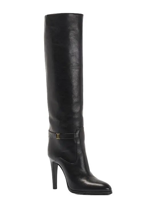 Saint Laurent Diane Buckle Knee-high Boots - Black Grained Leather