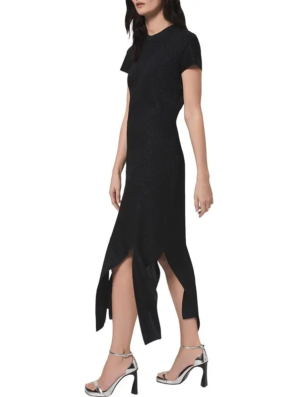 Stella McCartney Lurex Rib Knit Midi Dress - Black/navy
