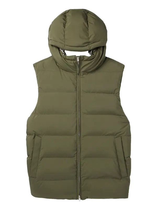 Loro Piana Quilted Padded Shell Hooded Gilet - Green
