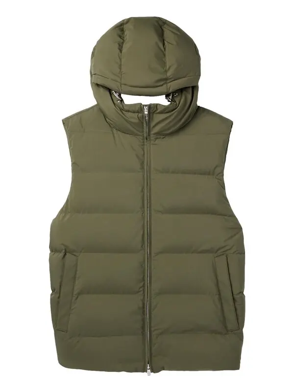 Loro Piana Quilted Padded Shell Hooded Gilet - Green
