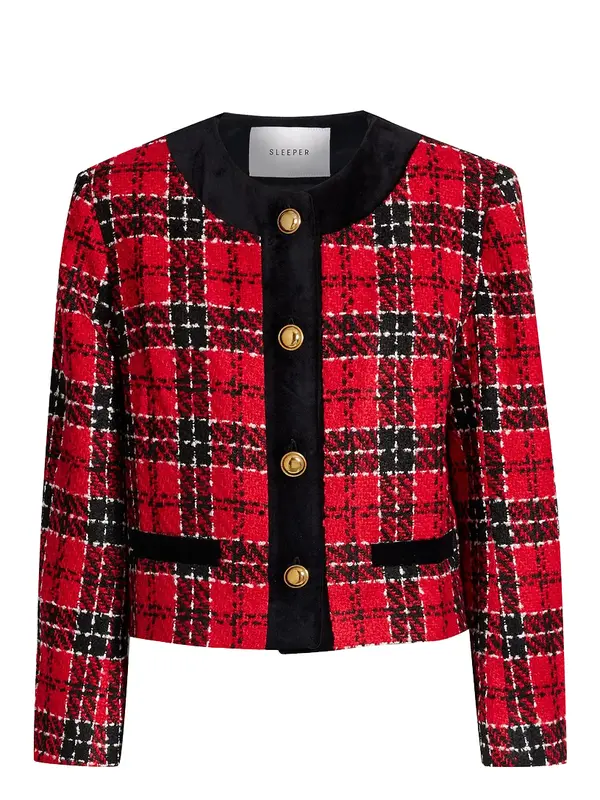 Sleeper Checked Bouclé-tweed Jacket - Red