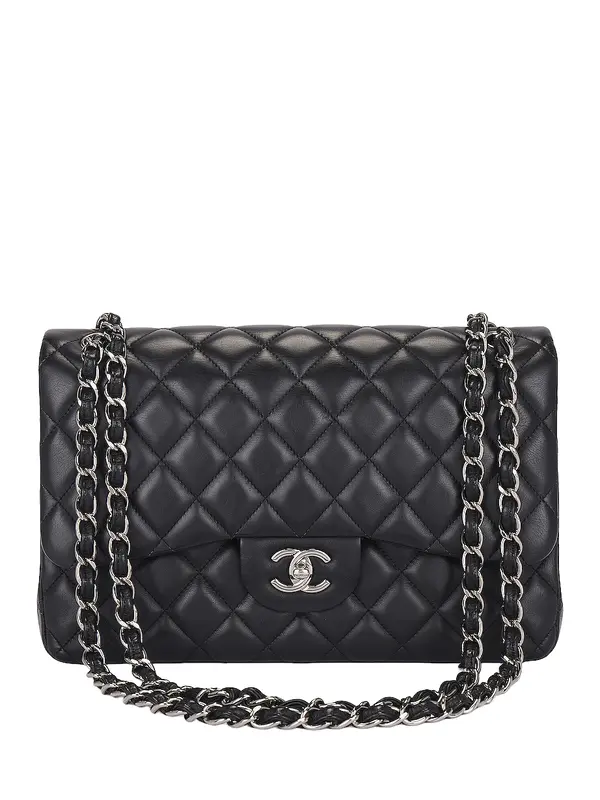 Chanel Lambskin Jumbo Double Flap Bag - Black