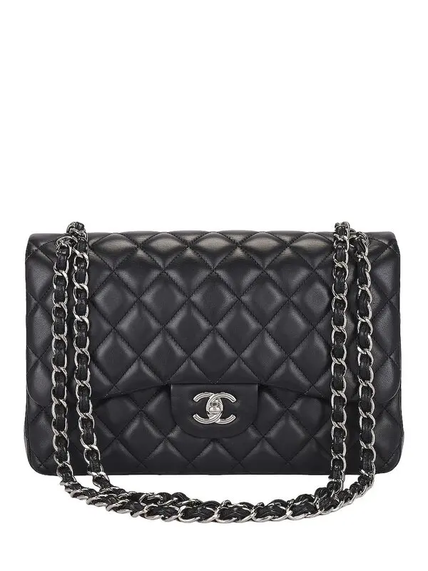 Chanel Lambskin Jumbo Double Flap Bag - Black