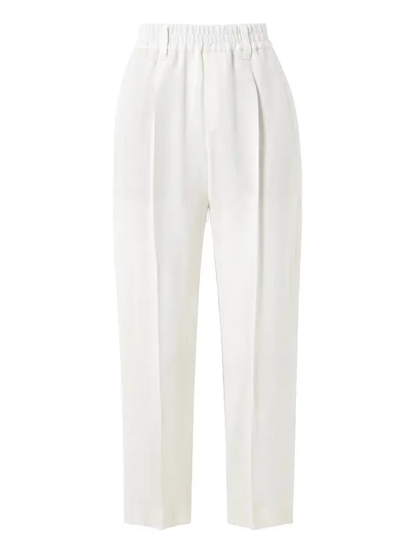 Brunello Cucinelli Pleated Twill Tapered Pants - Neutrals
