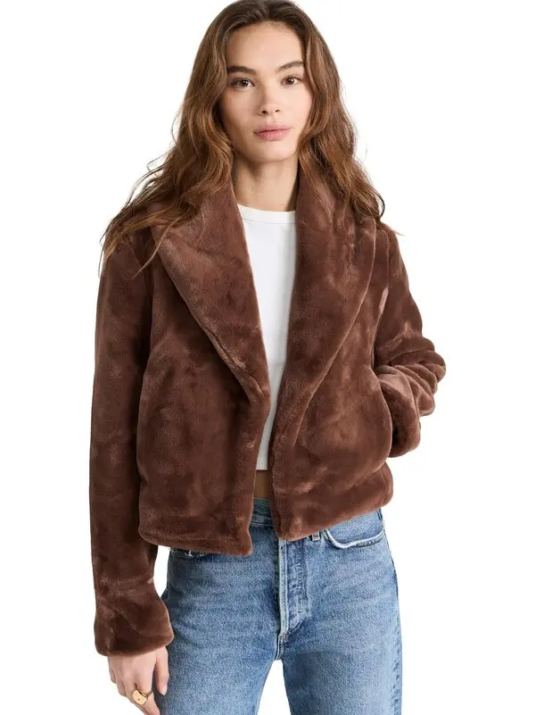 Blanknyc Faux Fur Martini Jacket - Espresso Martini