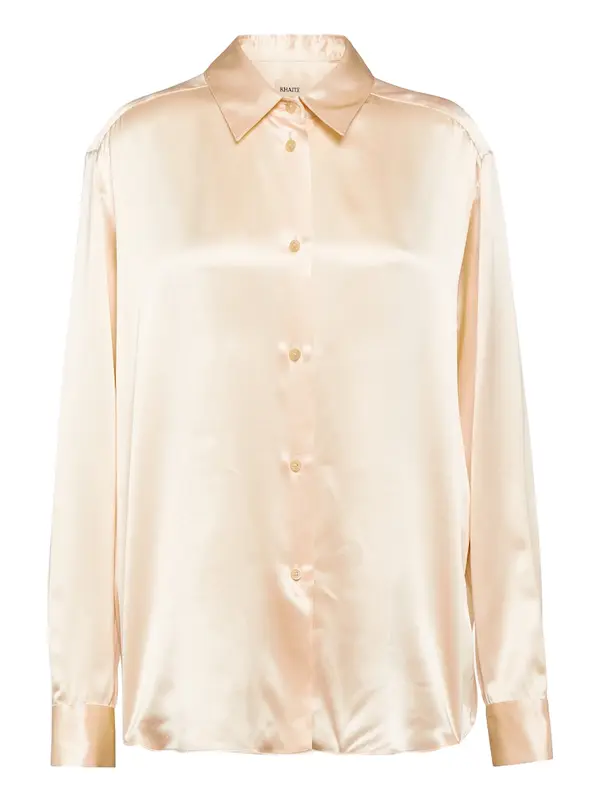 Khaite Argo Silk Charmeuse Blouse - Neutrals