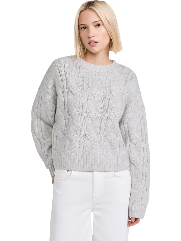 Sablyn Cable Knit Cashmere Sweater - Foggy