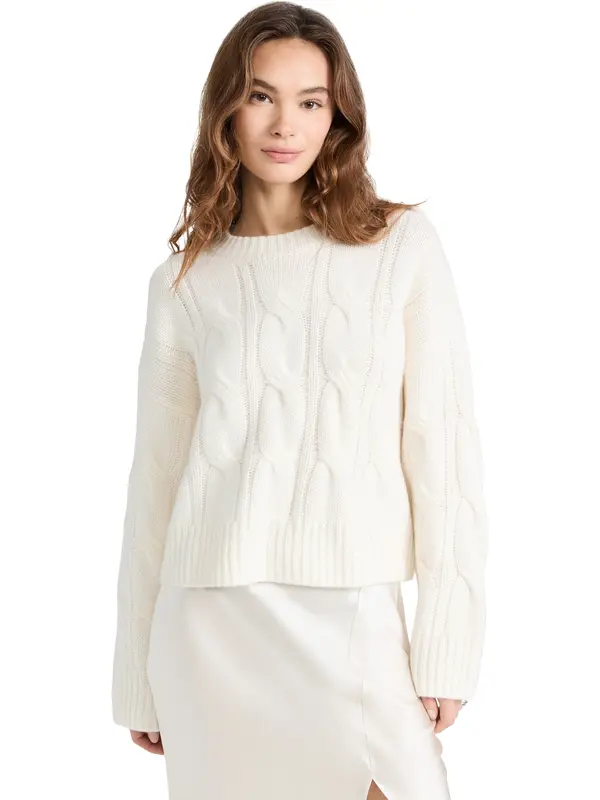 Sablyn Cable Knit Cashmere Sweater - Gardenia