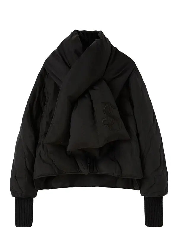 JIL SANDER Logo-embroidered Down Jacket - Black