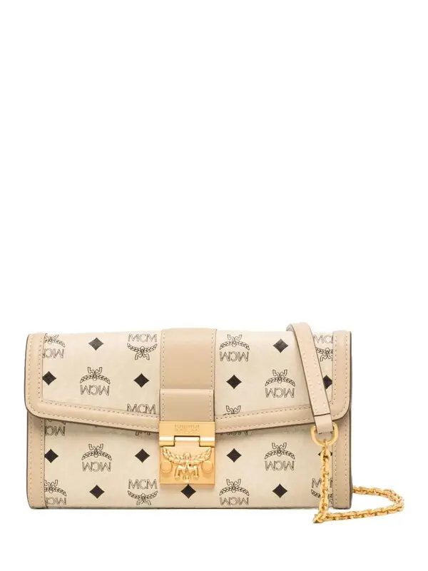 Mcm Large Tracy Monogram-pattern Wallet - Neutrals