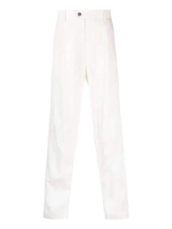 Giorgio Armani Crinkled Straight-leg Trousers - Neutrals