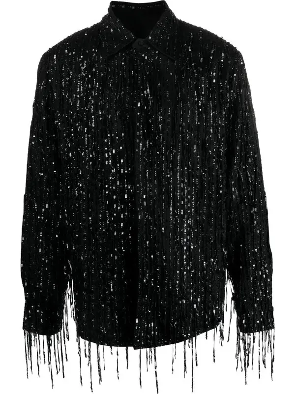 Amiri Sequin-embellished Shirt - Black
