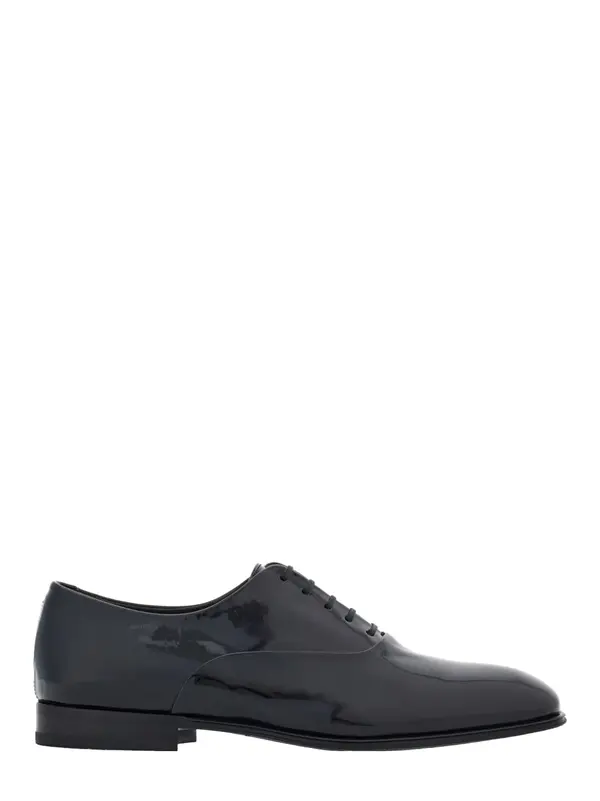 FERRAGAMO Patent-finish Oxford Shoes - Black
