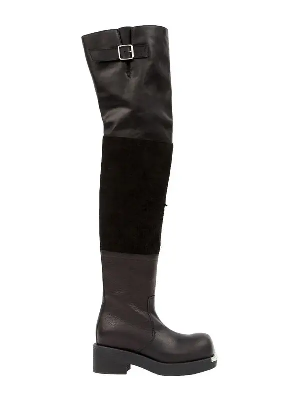 MAISON MARGIELA Panelled Buckled Leather Boots - Black