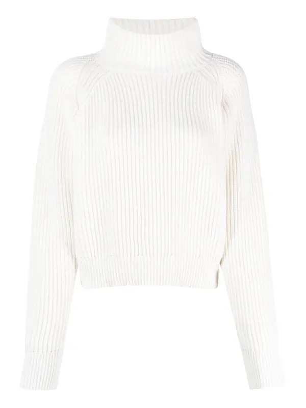 Lorena Antoniazzi Ribbed Knit High-neck Jumper - White