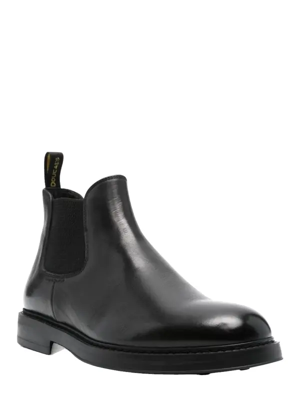 DOUCAL'S Round-toe Leather Boots - Black