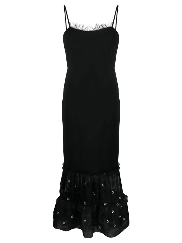 Off-White Eyelet-embellished Flared Maxi Dress - Black